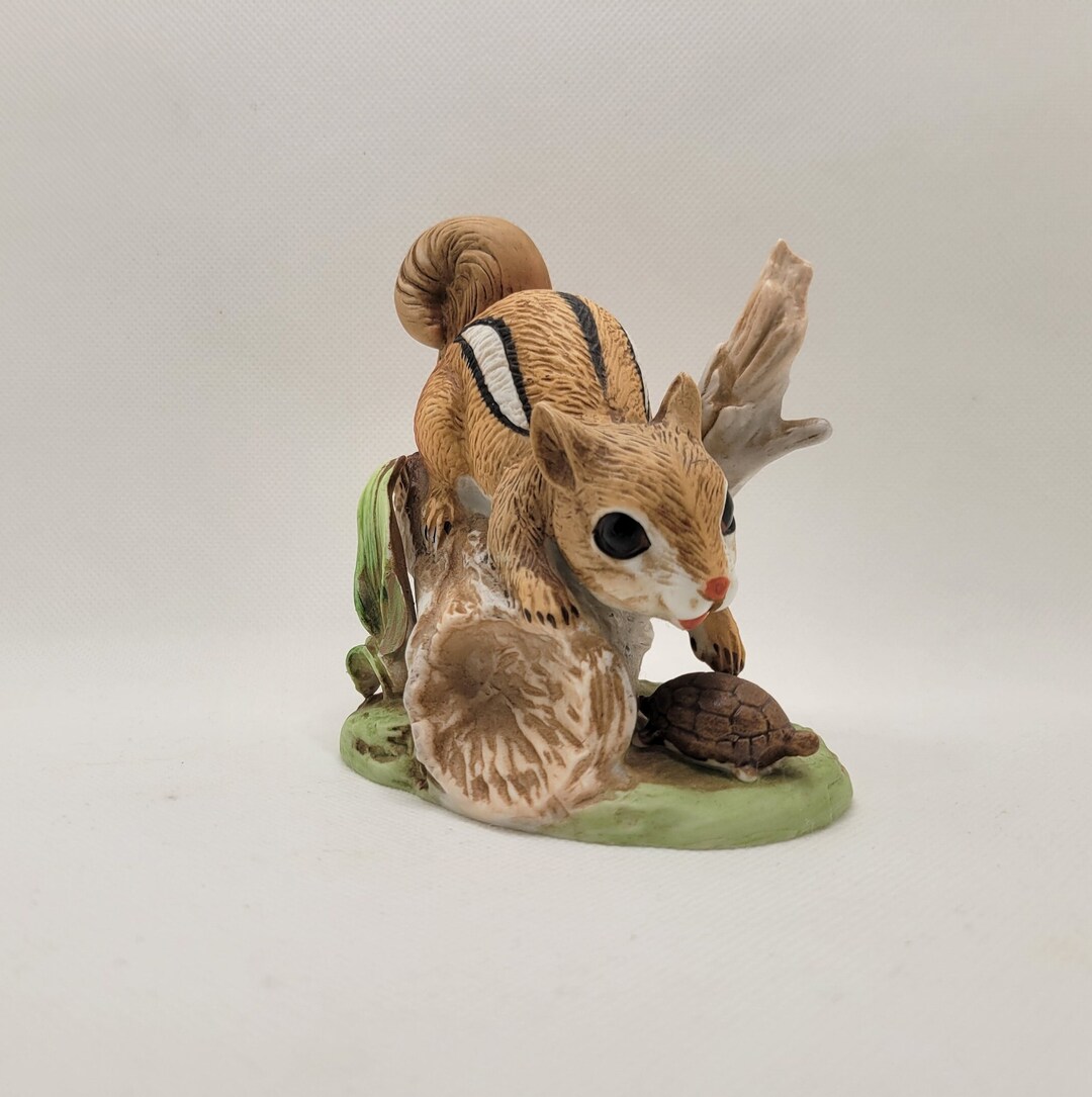 Porcelain Chipmunk With Turtle Hand Painted HOMCO 8882 - Etsy