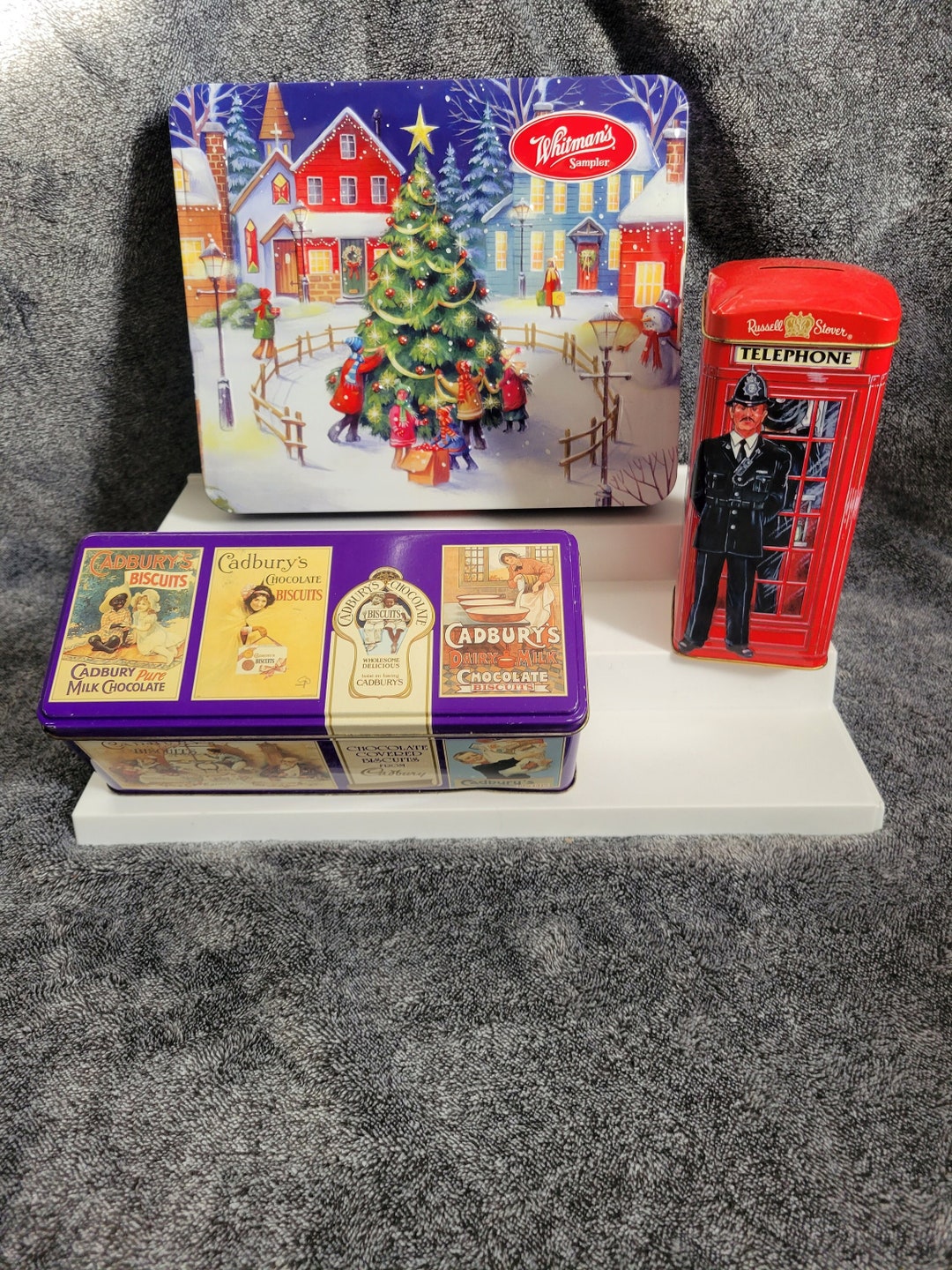 Vintage Collectible Advertisement Tins, Russell Stover Tin Bank ...