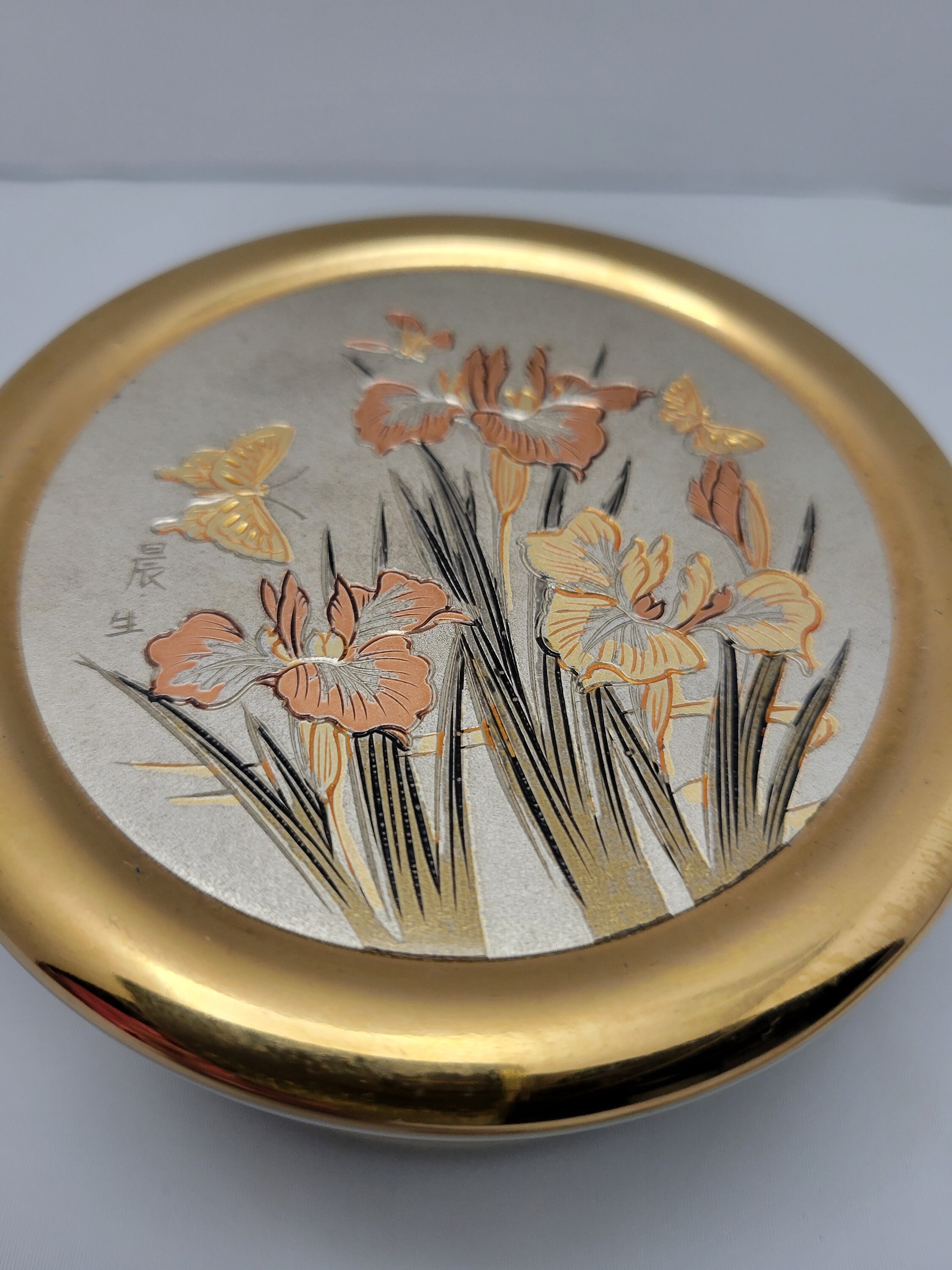 The Art of Chokin Japan 4 Porcelain Trinket Box Flowers Lily 24K Gold ...
