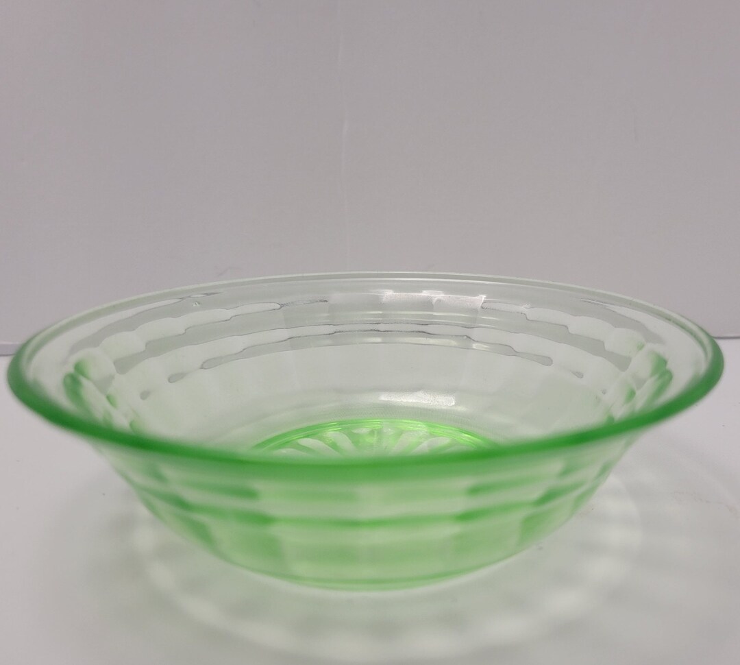 Green Depression Uranium Glass Block Optic Small Bowl Dish - Etsy