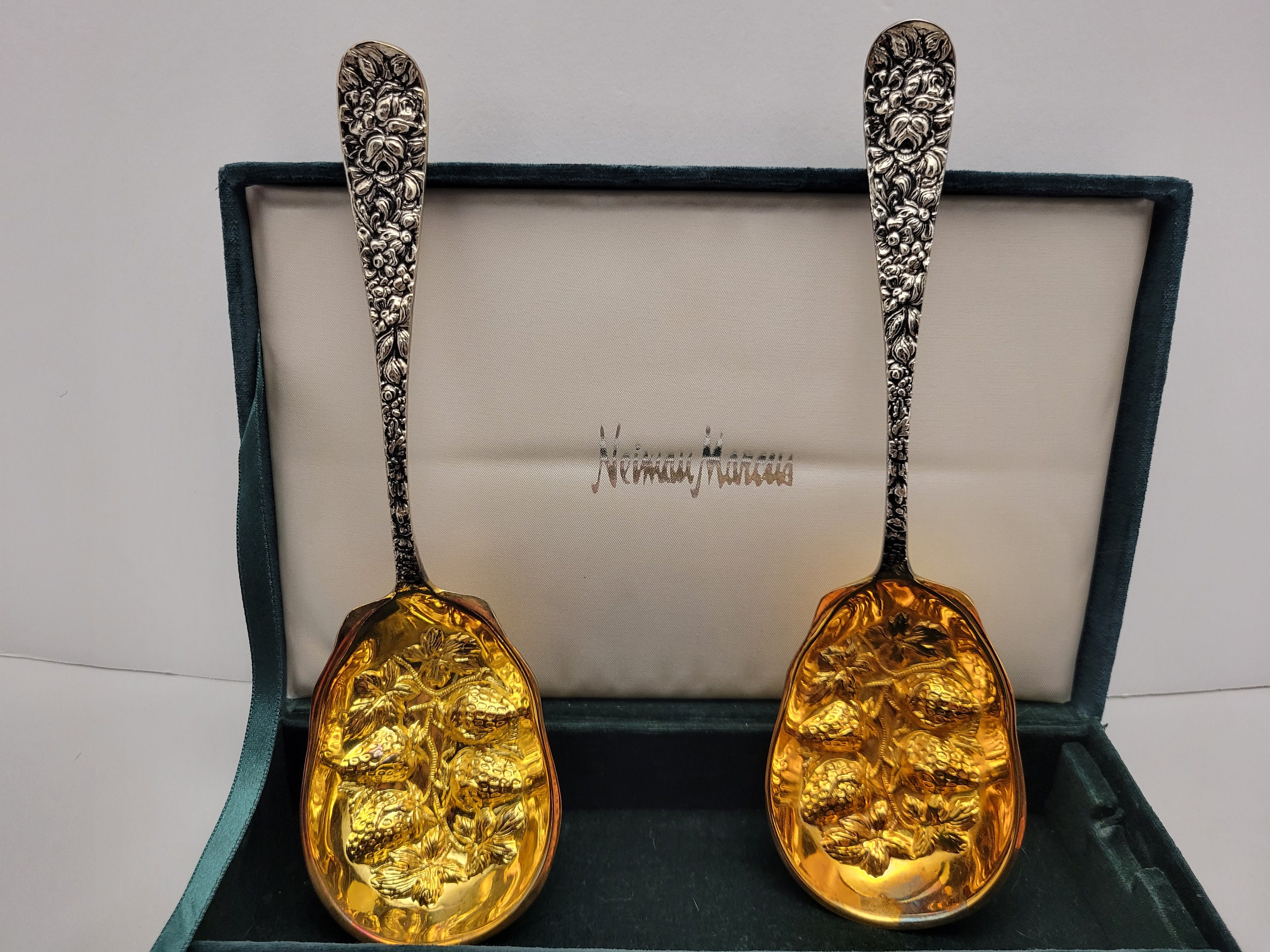 Godinger Strawberry Serving Spoons Neiman Marcus Gold Washed ...