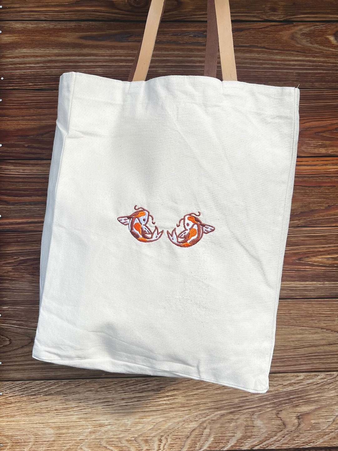 KOI FISH Embroidered Tote Bag Koi Fish, Kawaii Animals, Japanese ...