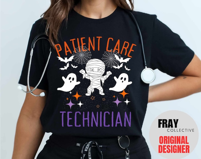 Spooky Patient Care Tech Halloween Crew Shirt, PCT Shirt, Nursing Shirt ...