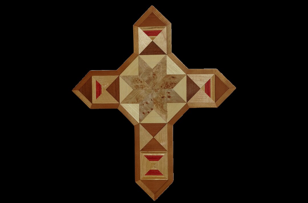 Intarsia Wood Art - Red Cross, Maple, Burl Maple, Poplar Cherry ...