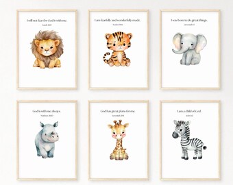 Safari Animal Christian Wall Art Scripture Prints Bible - Etsy