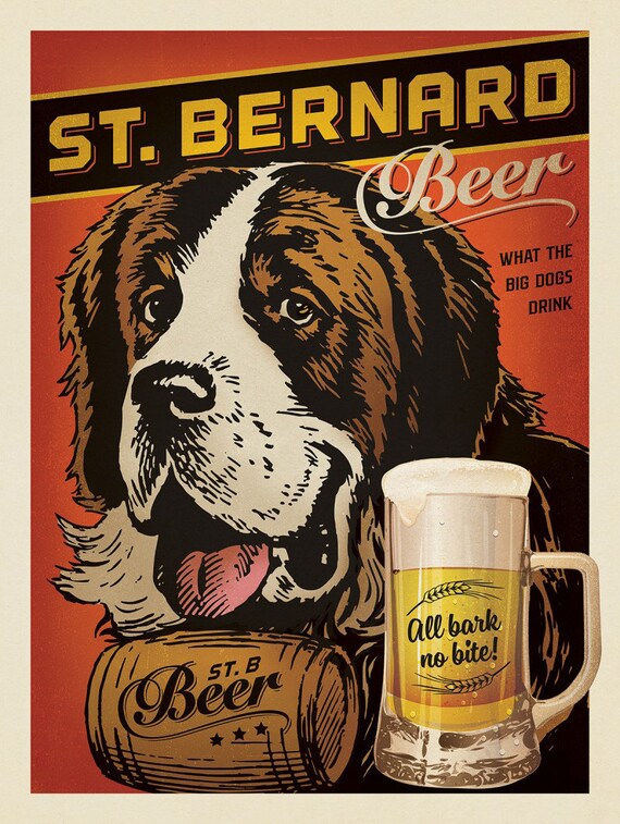 Dogs Drinking Beer Poster