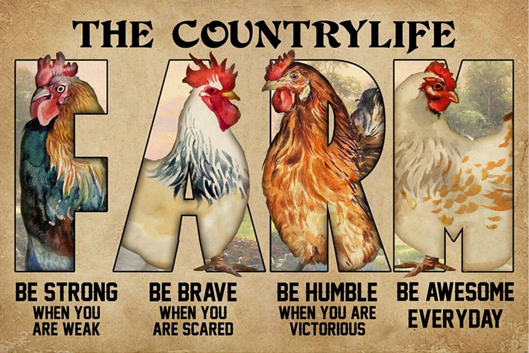 Chicken FARM Be Strong Poster Funny Chicken Poster the - Etsy