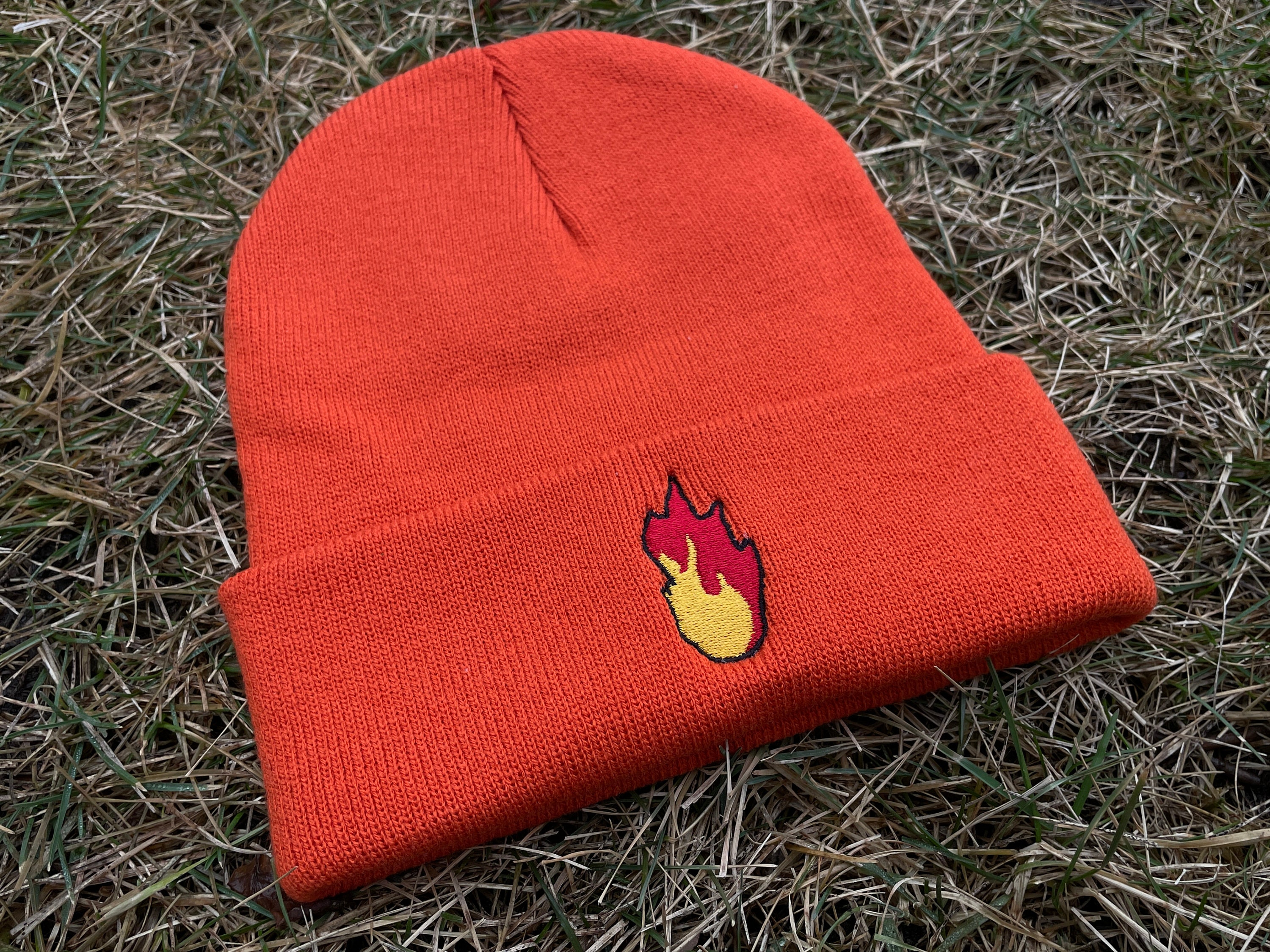 Adult Embroidered Charmander Pokemon Themed Orange Fire Beanie Kawaii ...