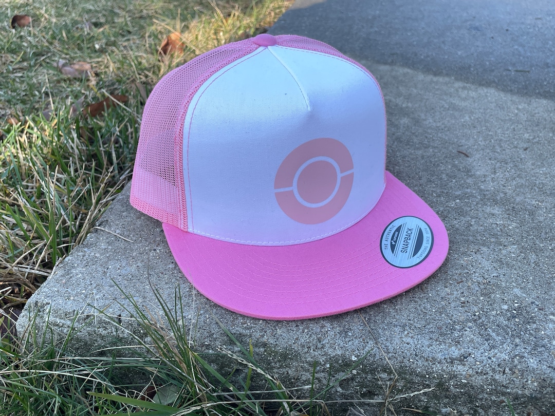 Pink Pokemon Trainer Hat Hilda Cosplay Cute Kawaii Cap Flat Bill - Etsy