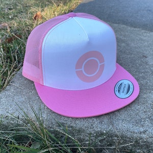 Pink Pokemon Trainer Hat Hilda Cosplay Cute Kawaii Cap Flat Bill - Etsy
