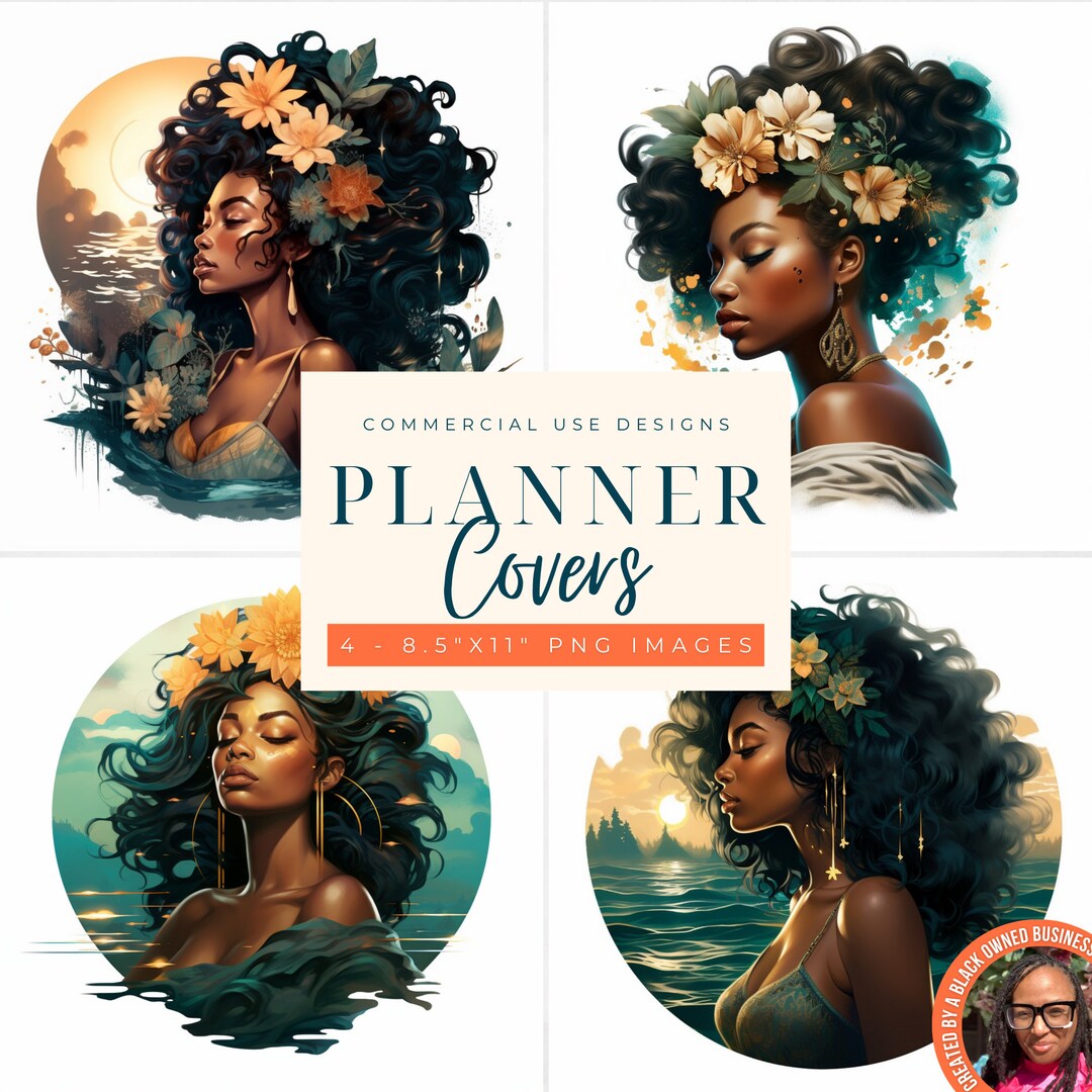 Vibrant African American Women Clip Art Collection Planner & Journal ...