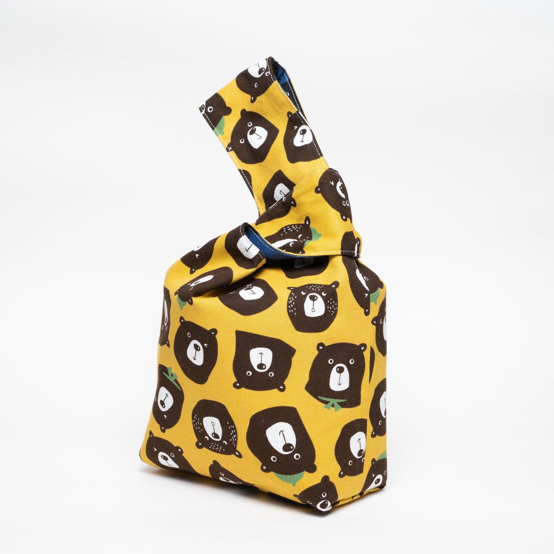 Handmade Reversible Japanese Knot Bag: Cotton Wristlet - Etsy