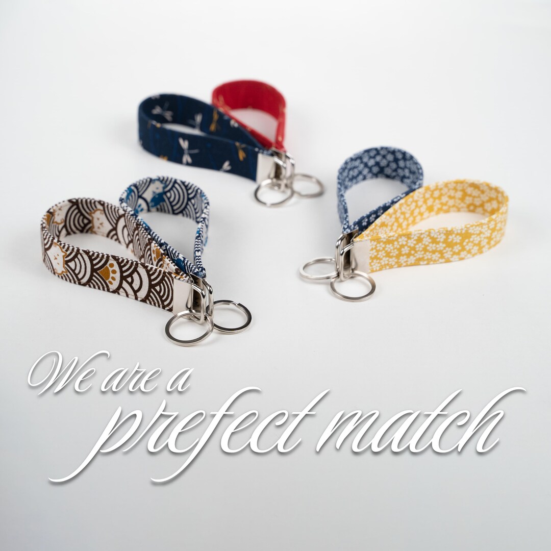 Couple Wristlet Key Fob/wrist Lanyard/keychain/personalized/embroidery ...