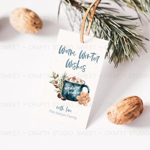 Editable Winter Gift Tag, Warm Wishes, Hot Cocoa, Christmas Template ...