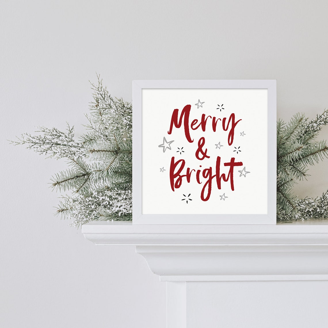 Merry & Bright Printable, Christmas Decor, Christmas Printable Sign ...