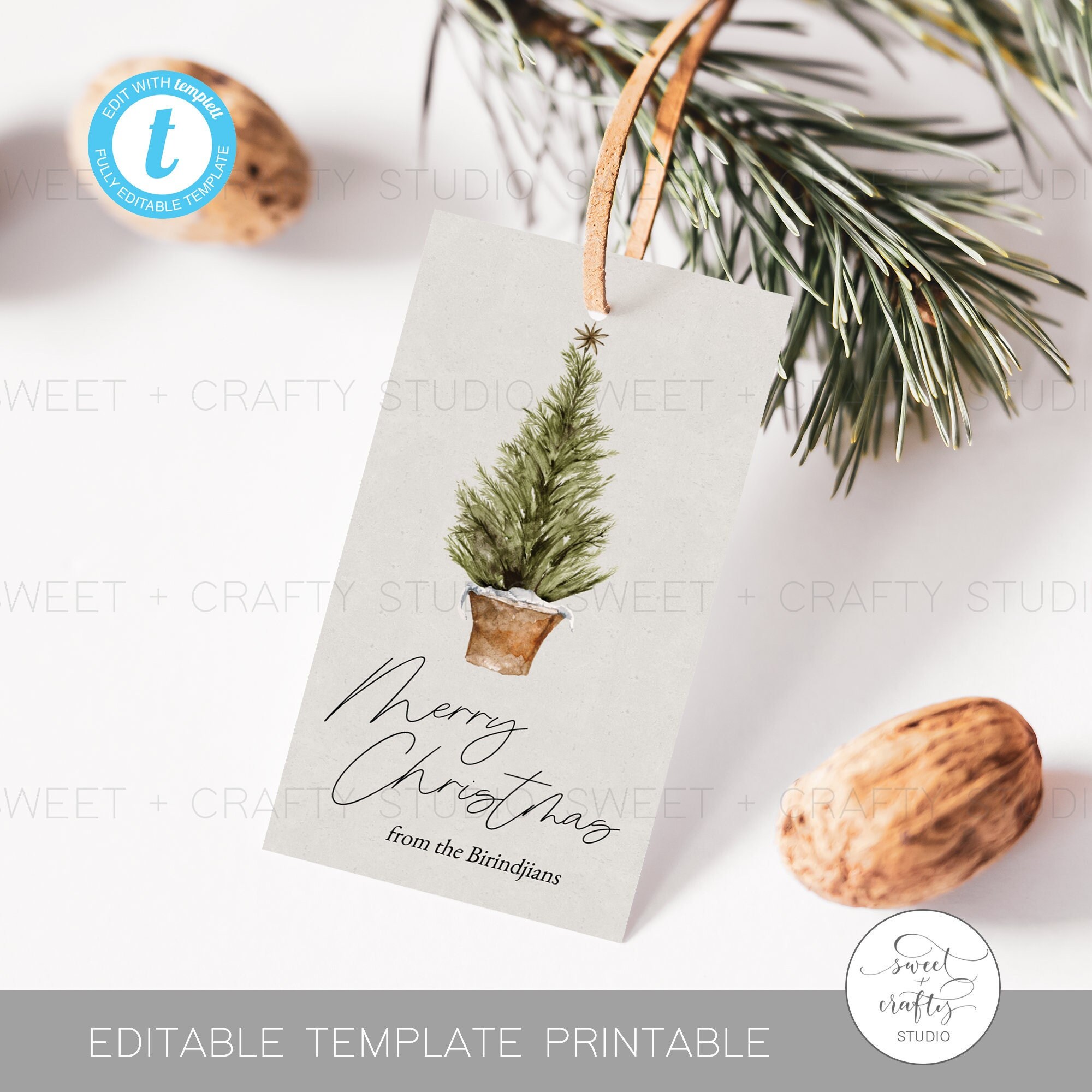 Editable Christmas Gift Tag, Christmas Template, Holiday Gift Tag, Edit ...
