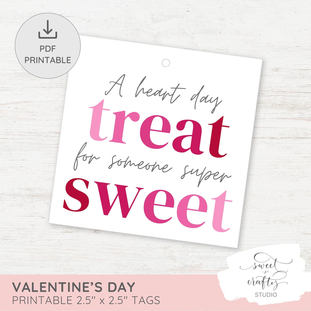 Printable Sweet Treat Valentine's Day Card, School Classroom Valentine ...