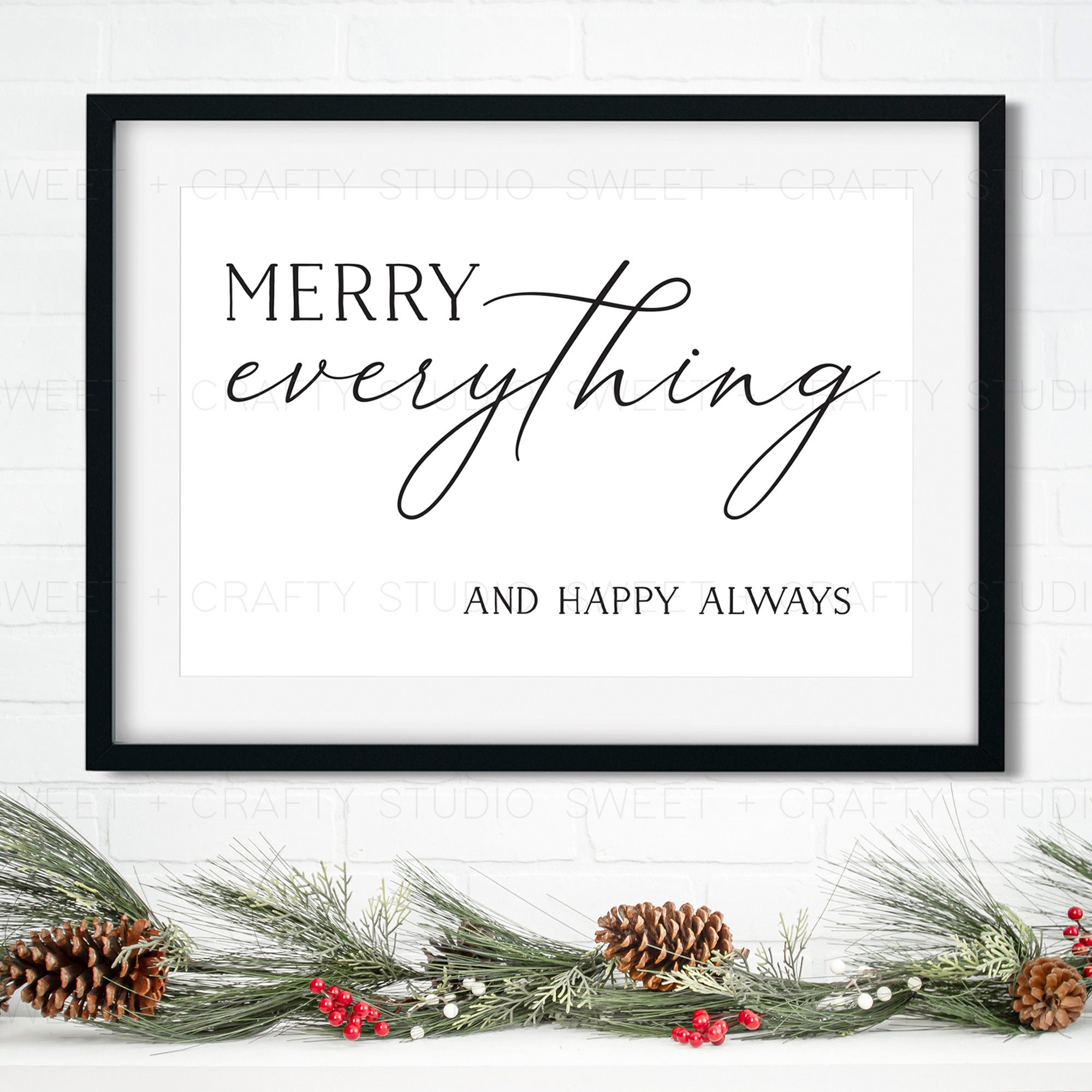 Merry Everything and Happy Always SVG and PRINTABLE, Christmas Wall Art ...