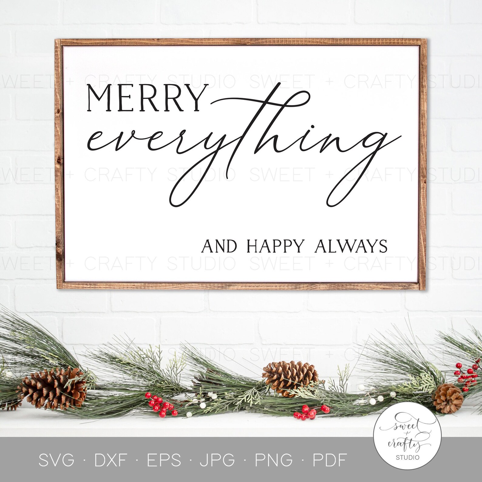 Merry Everything and Happy Always SVG and PRINTABLE, Christmas Wall Art, Modern Holiday ...