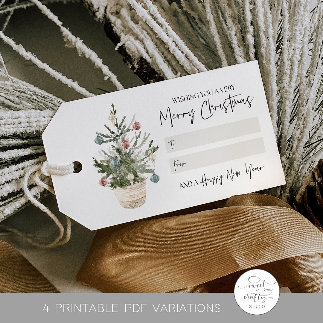 Merry Christmas Gift Tag, Christmas Template, Holiday Gift Tag ...