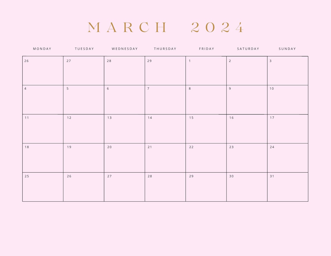 Printable Monthly Planner, Digital Monthly Calendar, Editable Monthly ...