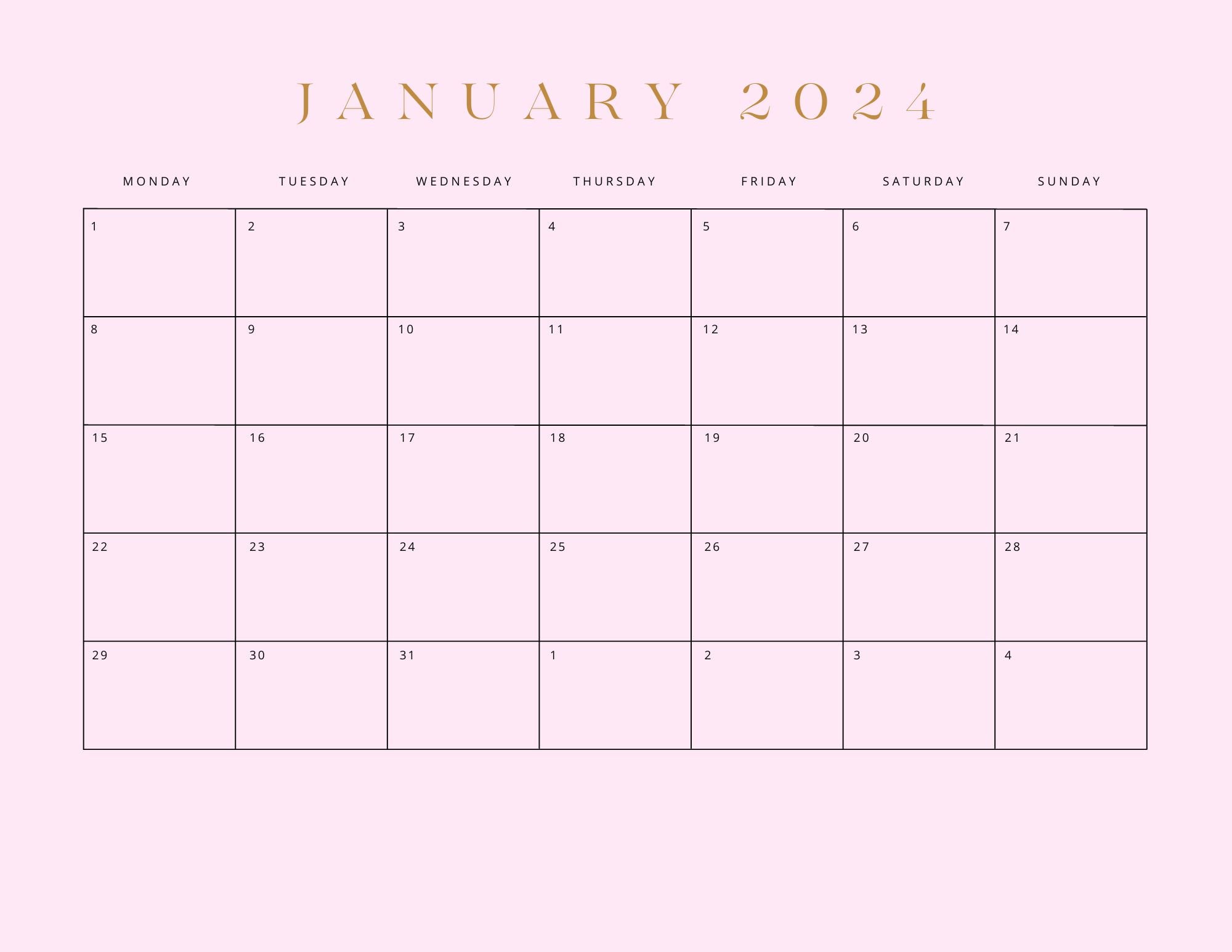 Printable Monthly Planner, Digital Monthly Calendar, Editable Monthly ...