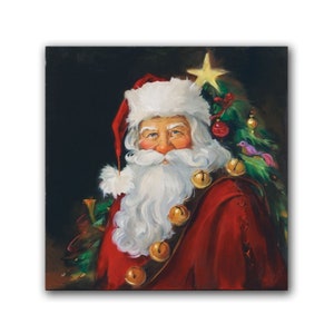 Framed or Canvas-wrapped Santa & Jingle Bells Portrait (woodland Santa ...