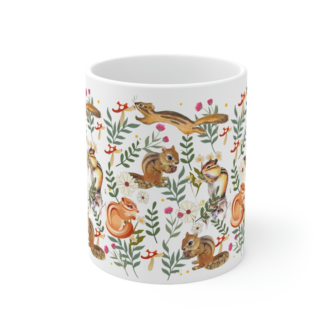 Cute Chipmunk Cottage Core Mug, Chipmunk Lover Mug, Nature Lover Gift ...