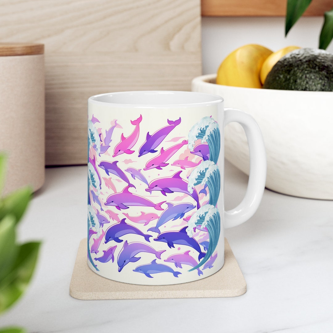 Pink Dolphin Mug, Dolphin Lover, Amazon Dolphins Mug, Birthday Gift ...