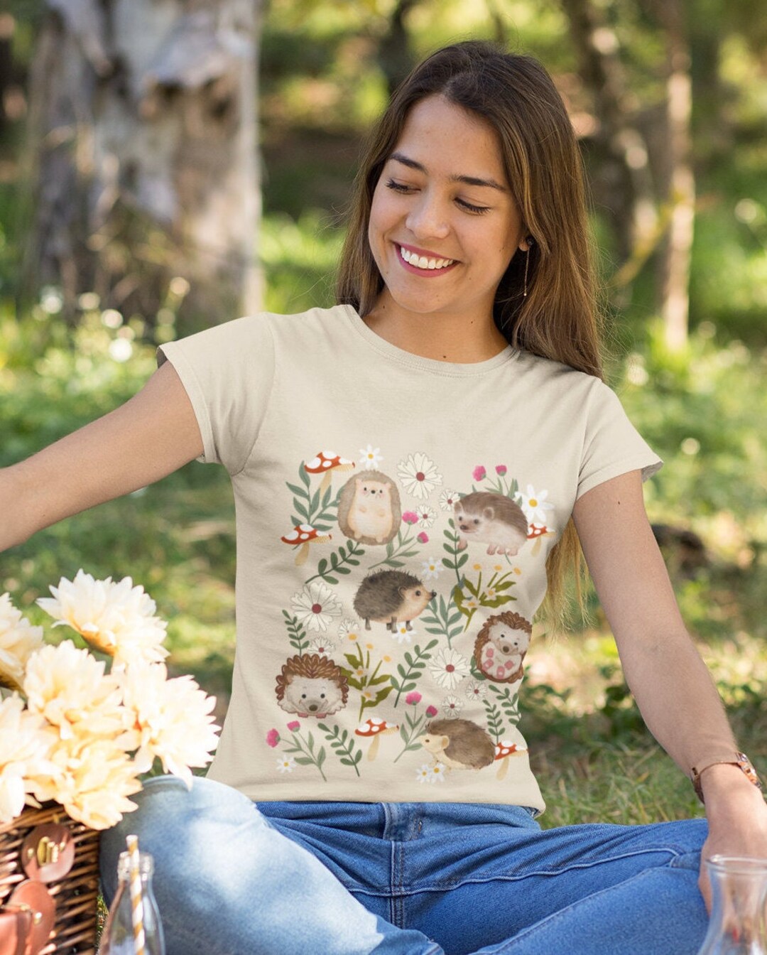 Hedgehog Tshirt Sand, Cottagecore Shirt, Hedgehog Gift, Cottagecore Top ...