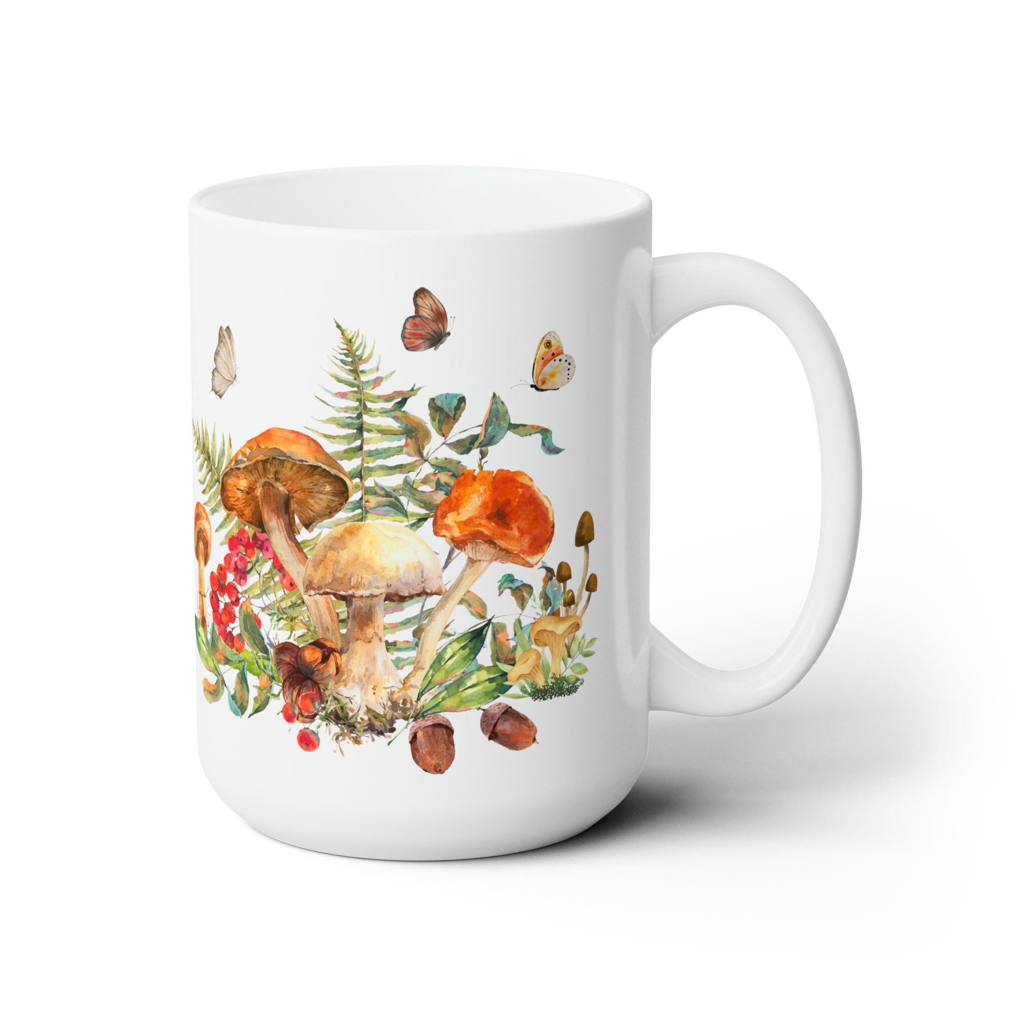 Mushroom and Butterfly Mug, Boho Mushroom Cottage Core Mug, Mushroom ...