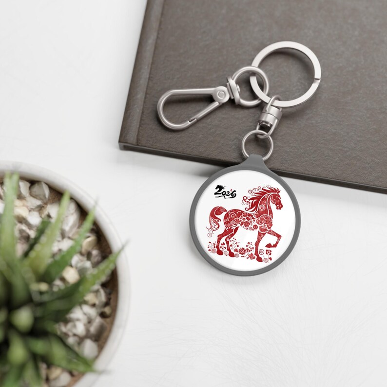 Keyring Tag, Red Horse Year 2026 Calligraphy, Bag Tag, Keychain, Horse ...