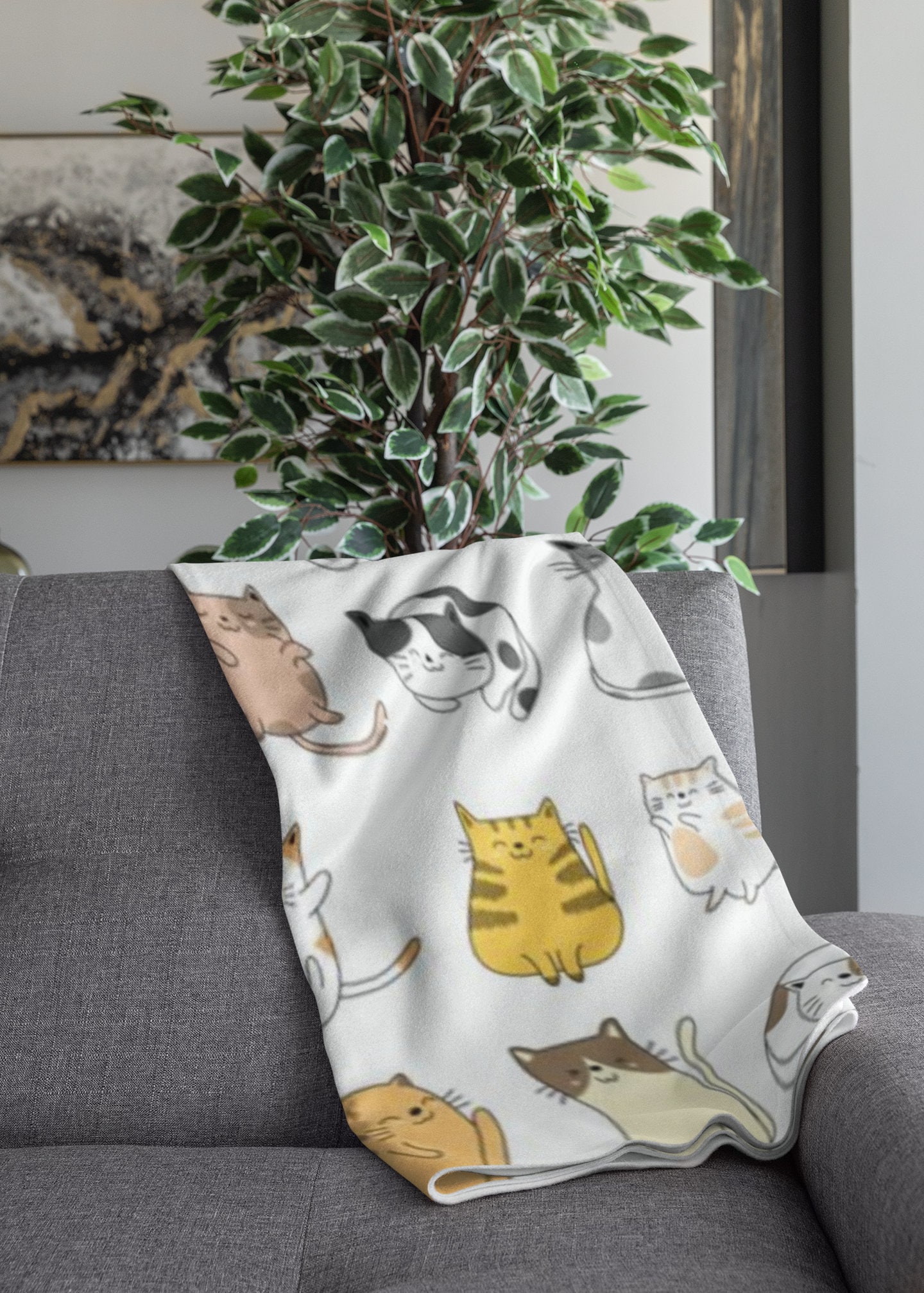 Cute Cats Blanket, Cozy Fleece Throw, Cat Lover's Blanket, Christmas ...