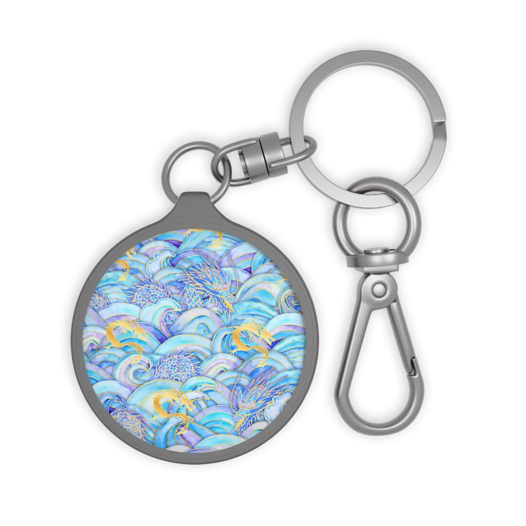 Purple and Gold Dragon Ocean Keychain Mythical Creature Charm Sea ...