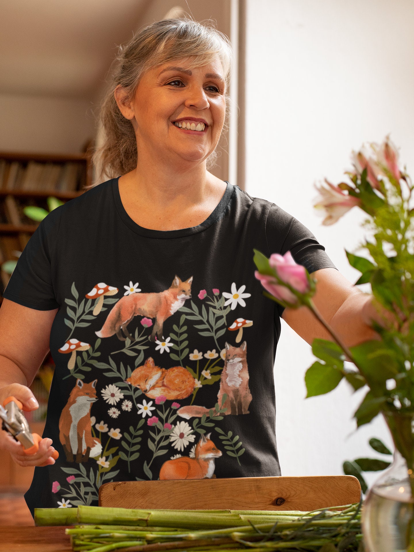 Fox Tshirt White, Cottagecore Shirt, Fox Gift, Cottagecore Top, Fox ...