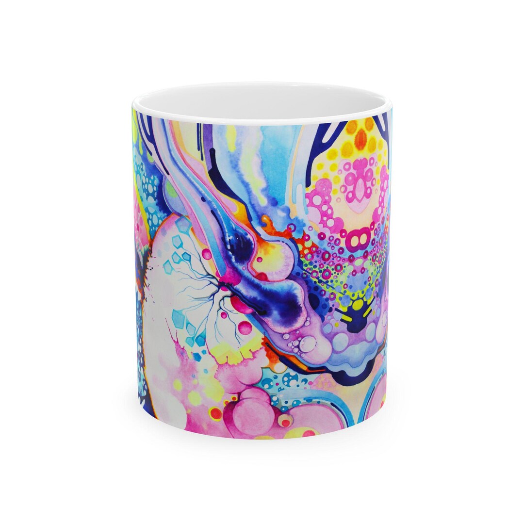 Coffee Mug Modern Art Design, Super Colorful Coffee Cup, Rainbow ...
