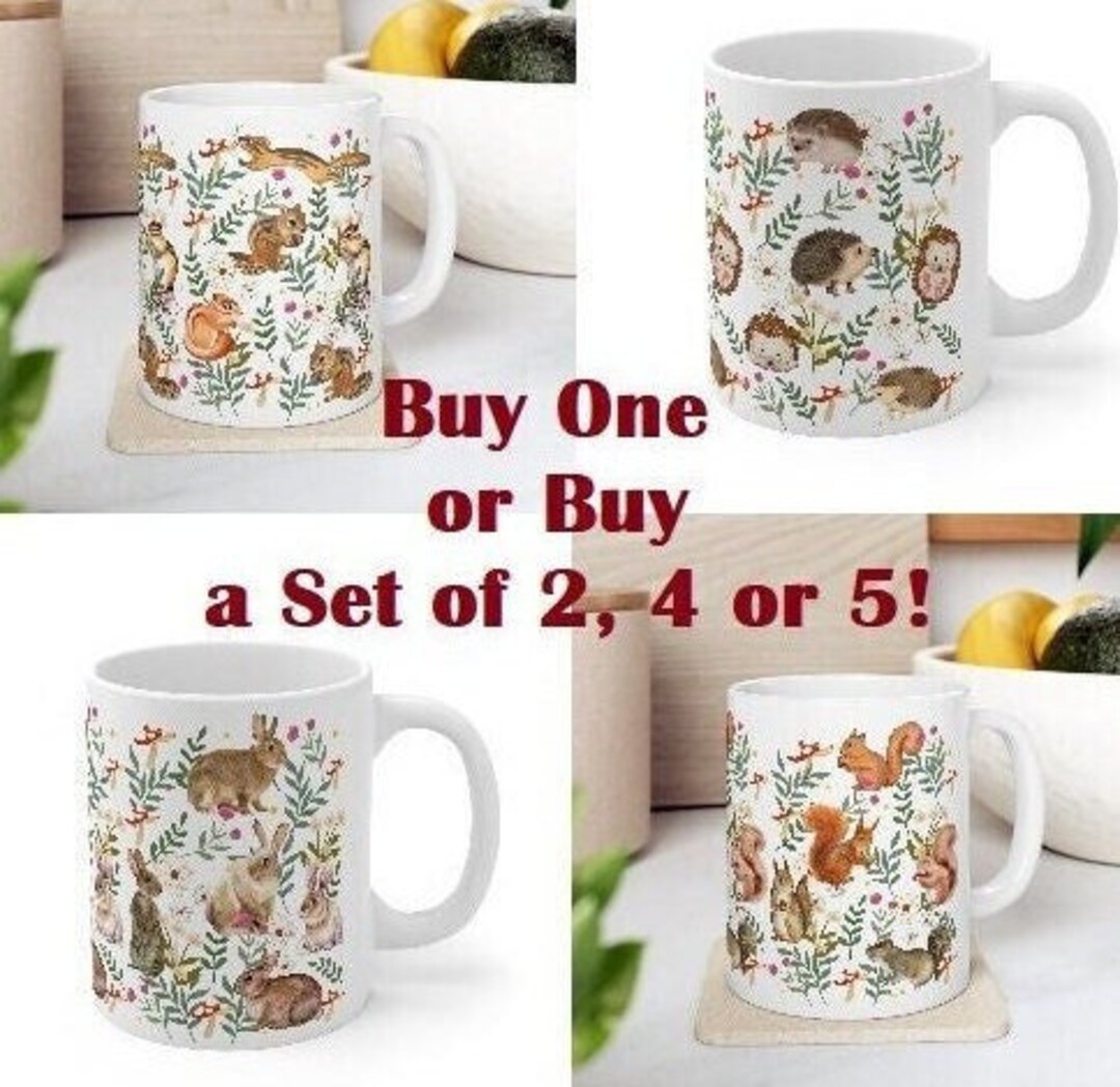 Cottage Core Animal Mugs, Cute Animals Gift Mug, Country Core Animal ...