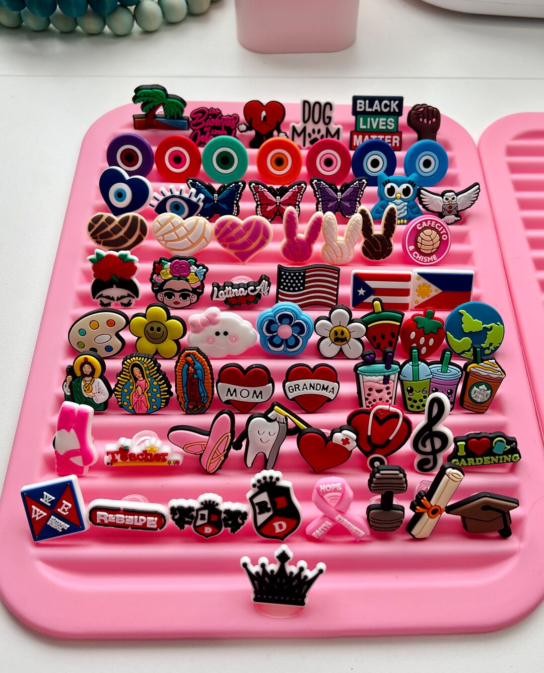 Cafecito Y Chisme Straw Charm, Topper, Cute Straw Topper Pink, Evil Eye ...