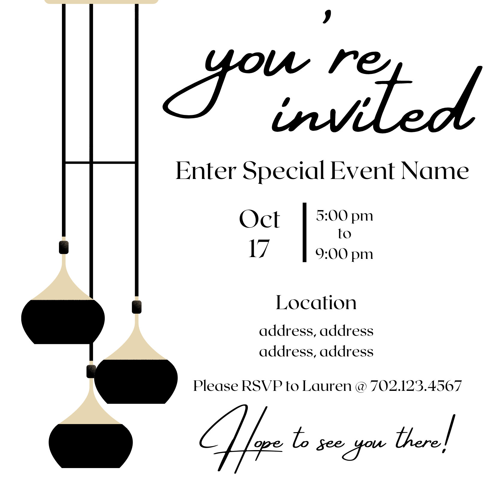EDITABLE| You're Invited Party Invitation| Modern Black & White Square ...