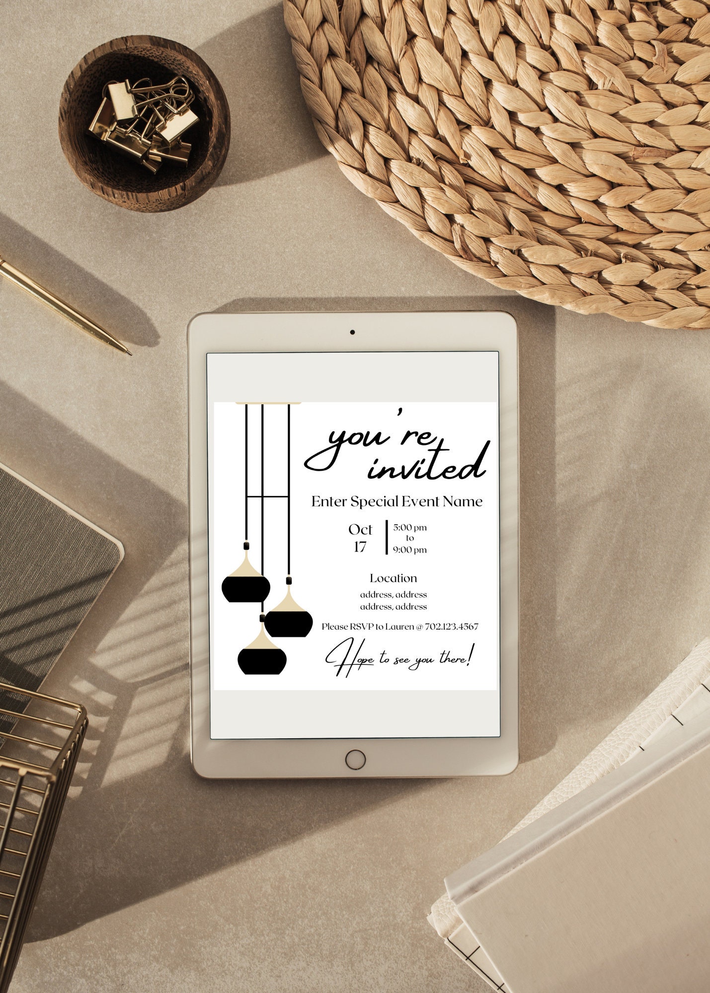 EDITABLE| You're Invited Party Invitation| Modern Black & White Square ...