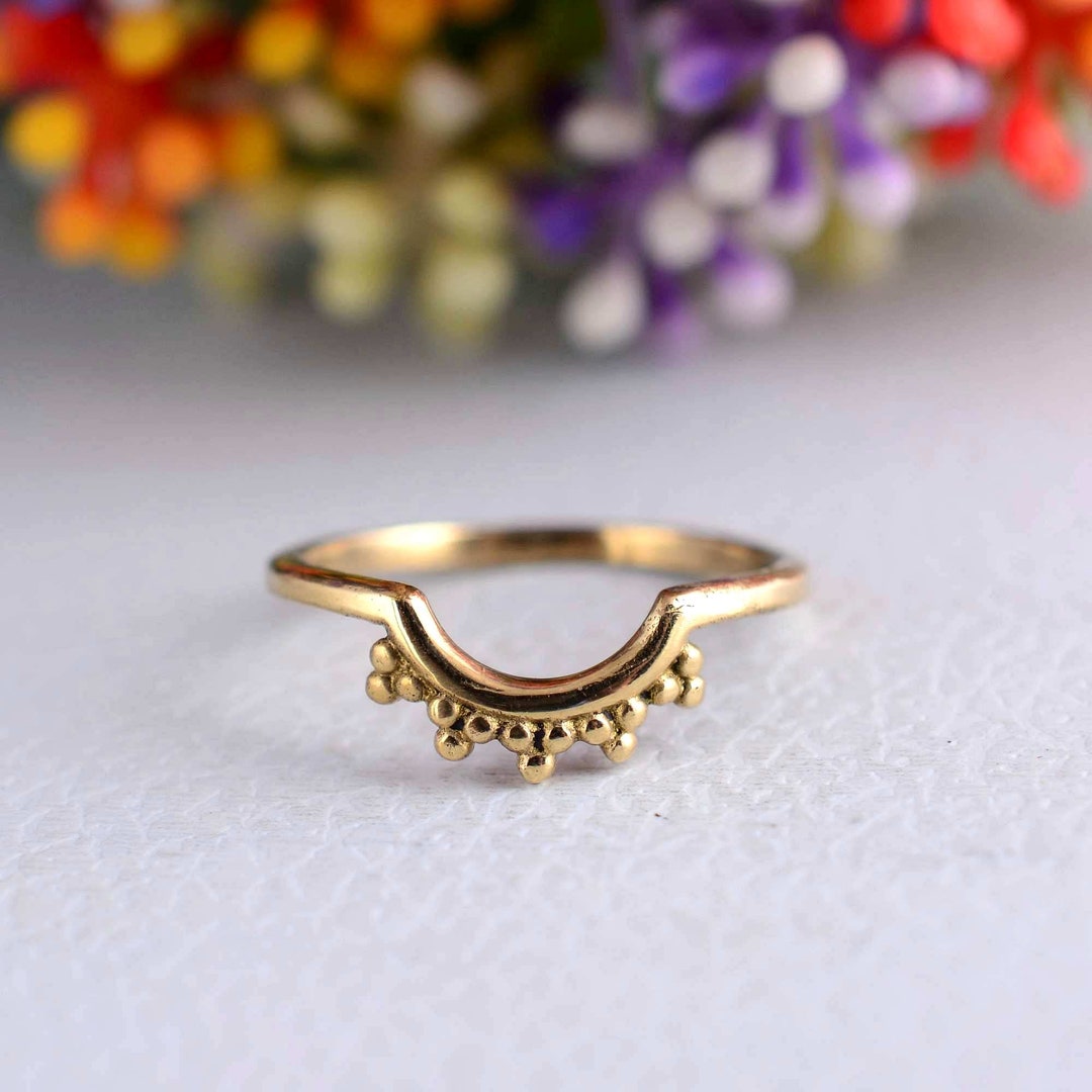 Stackable Gold Crown Ring, Crown Statement Ring, Minimalist Ring, Gold Crown Band, Princess ...