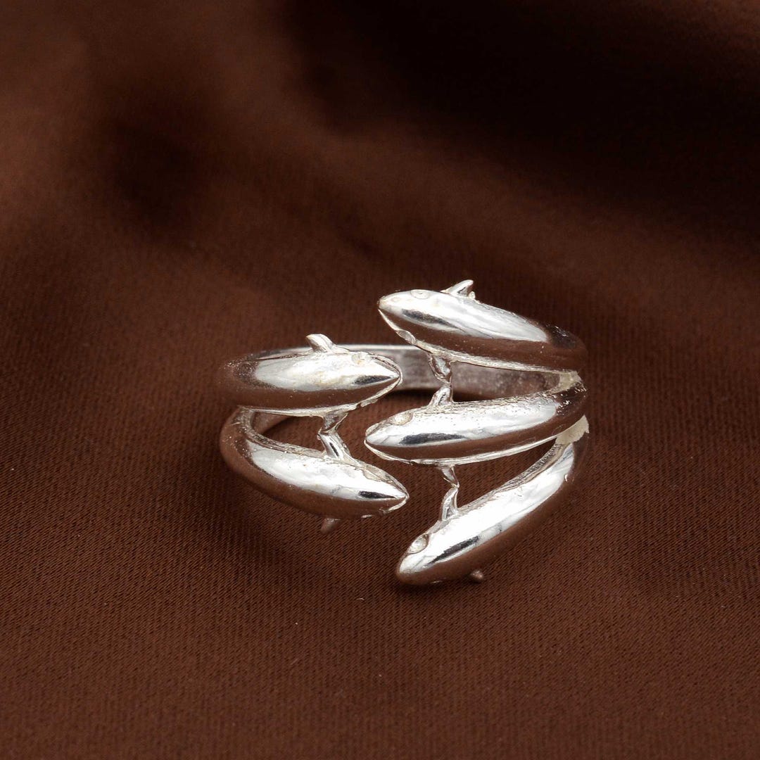 Minimalist Five Fishes Stackable Lucky Ring, Dainty Stacking Statement ...