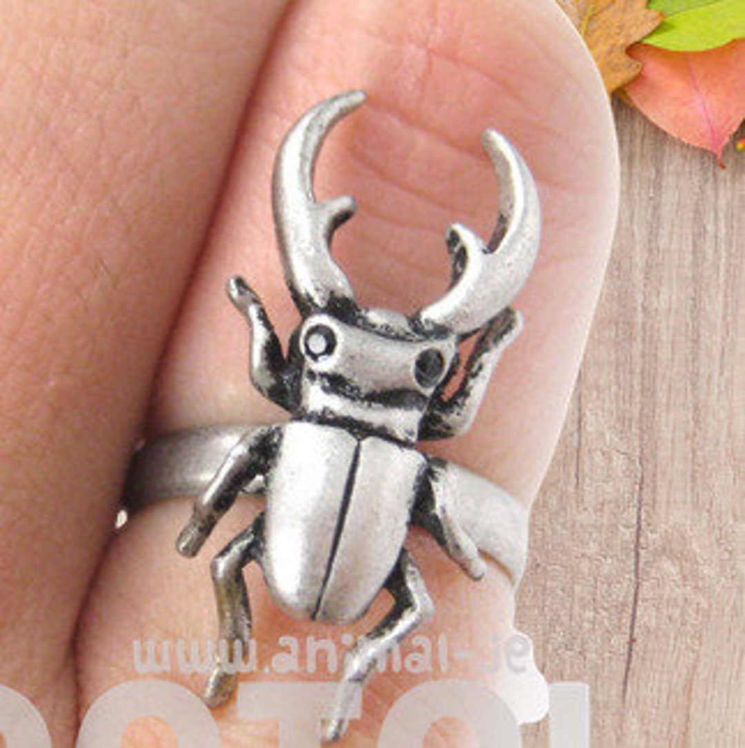 Stag Beetle Ring Scarab Ring Insect Ring Bug Ring Valentine Gift Insect Jewelry Gothic Ring ...