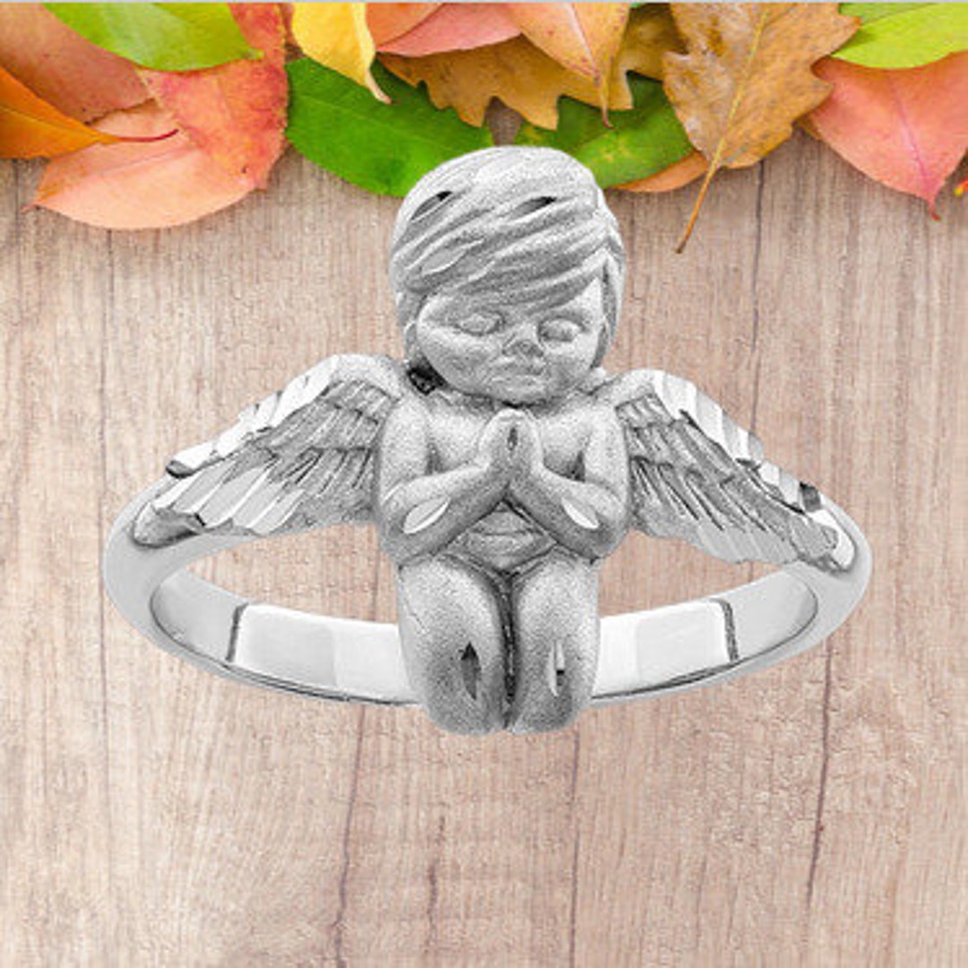 18k Gold Angel Ring Signet Ring, Silver Chunky Ring, Statement Ring ...
