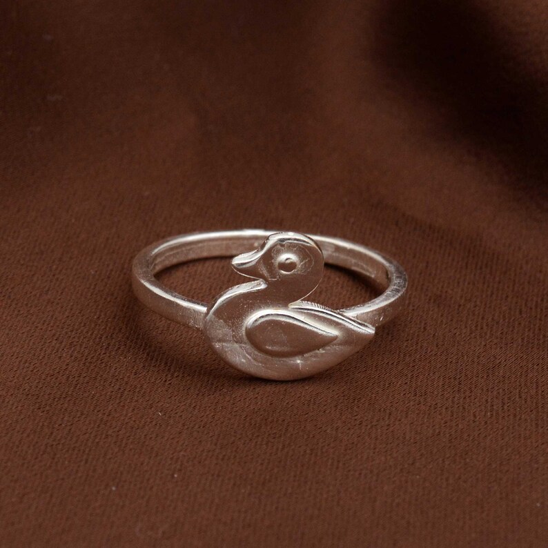 Minimalist Duck Ring, Cute Bird Jewelry, Sterling Silver Animal Ring ...