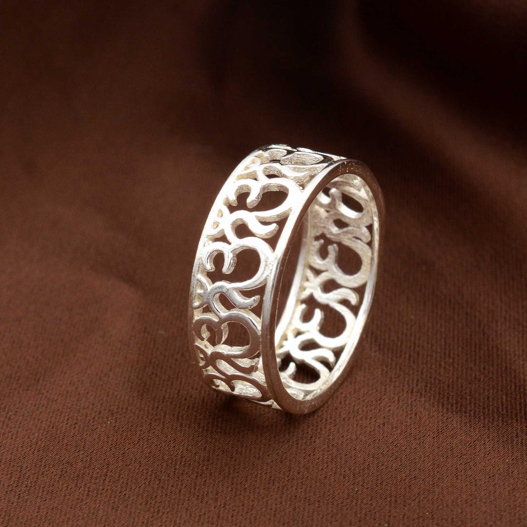 OM AUM Wedding Ring, Eternity Band, Filigree Handmade Ring, Cut Out ...