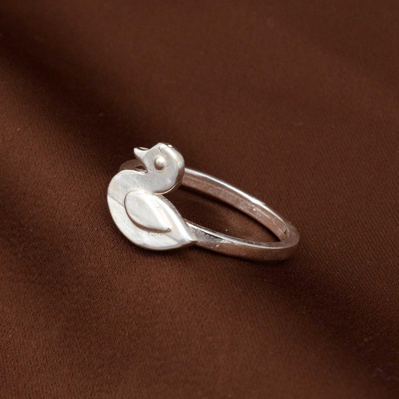 Minimalist Duck Ring, Cute Bird Jewelry, Sterling Silver Animal Ring ...