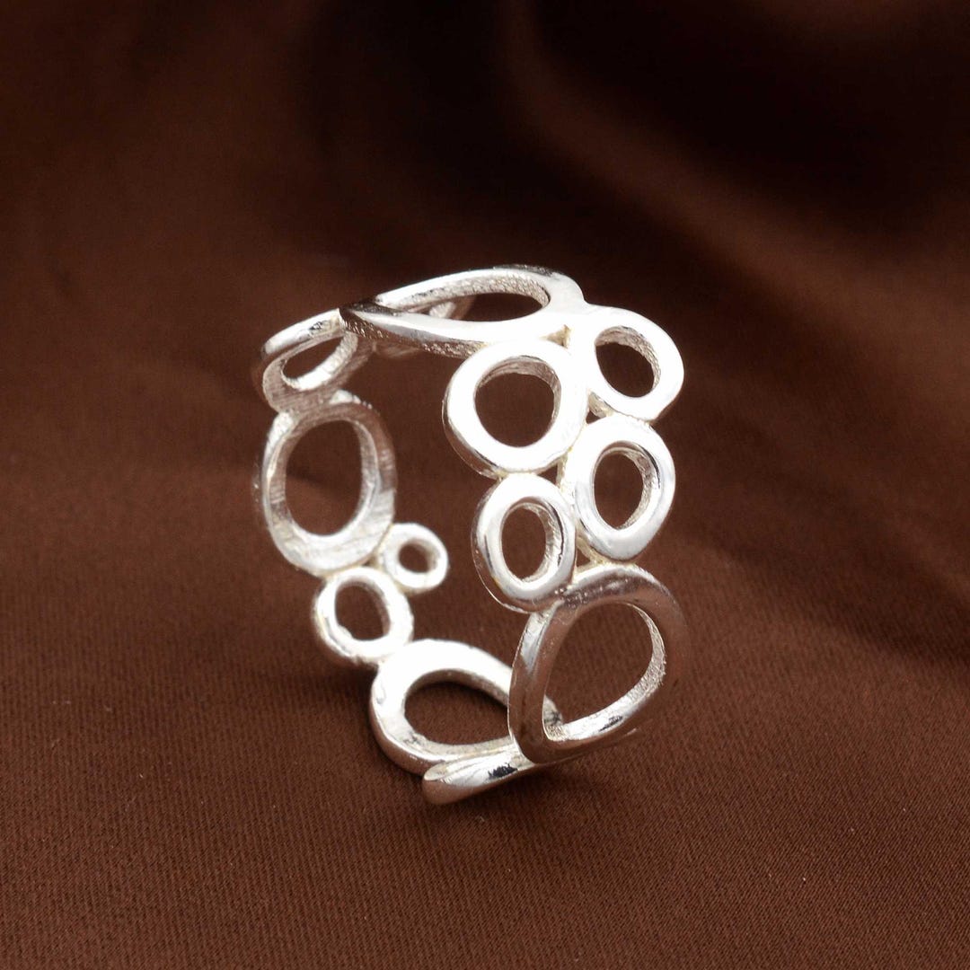 Sterling Silver Bubble Ring, Silver Ring Band, Handmade Circle Ring, Gift for Her, Silver Rings ...