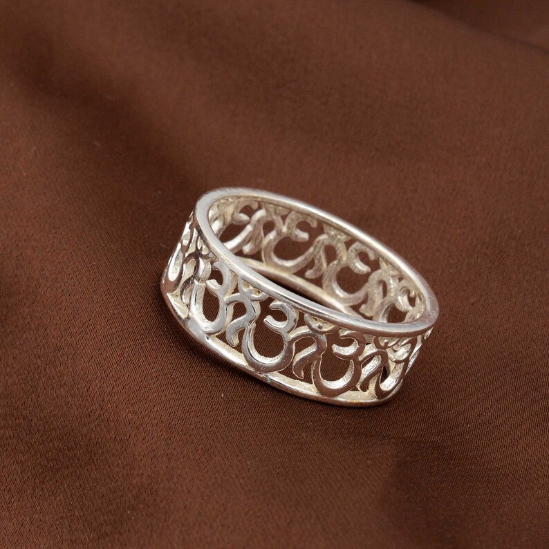 Handcrafted German Silver Om Spiritual Ring, Sacred Aum Mantra ...