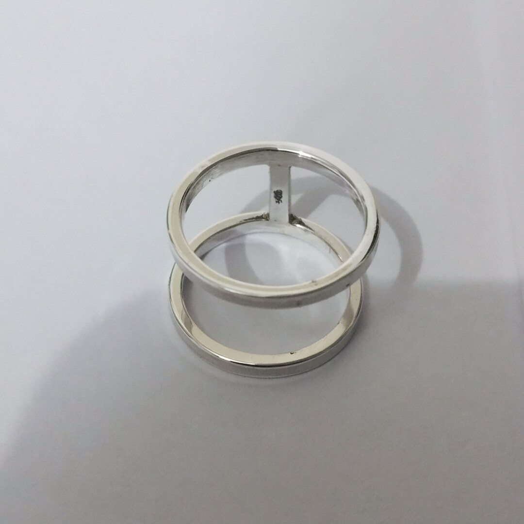 Silver Double Band Ring, Minimalist Ring, Women Ring, Stacking Ring ...